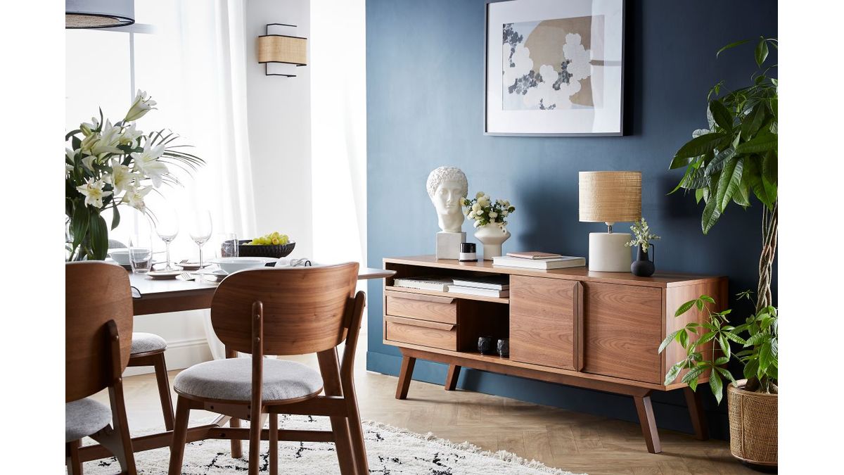 Meuble TV - Buffet vintage bois foncé noyer L160 cm VOLVER - Miliboo