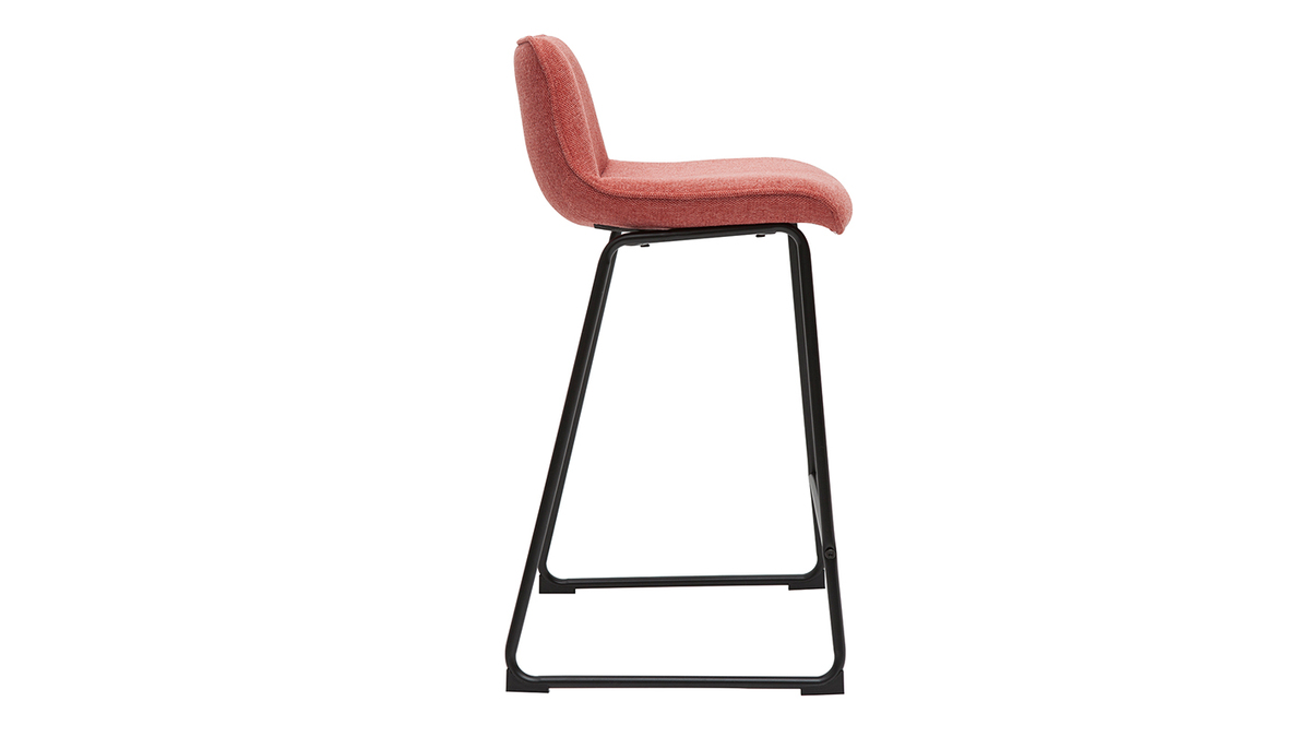 Tabourets de bar en tissu effet velours texturé terracotta et métal H65 cm (lot de 2) BOOST ...